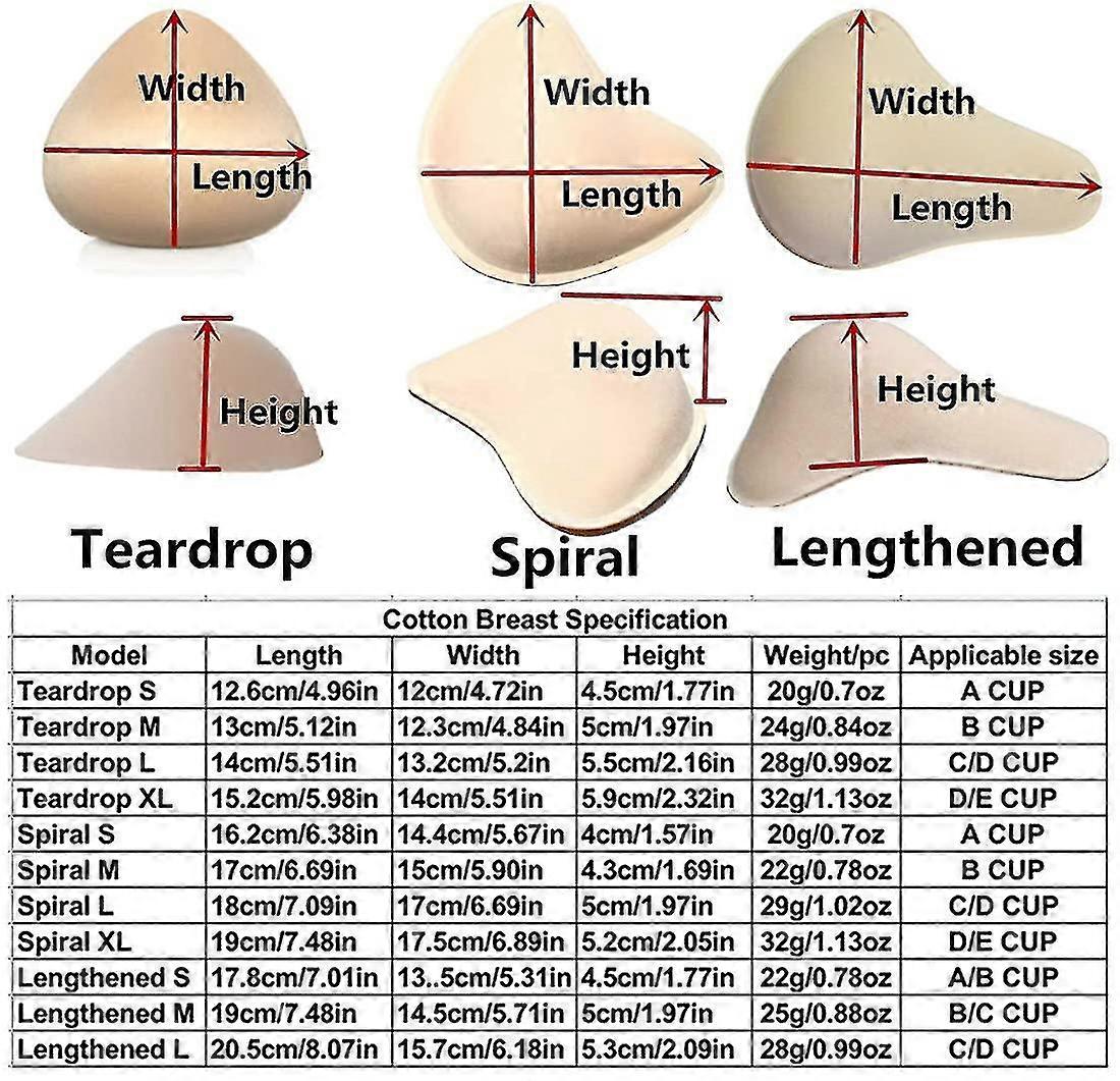 1 Pair Cotton Breast Forms Light Ventilation Sponge Boobs For Women ...