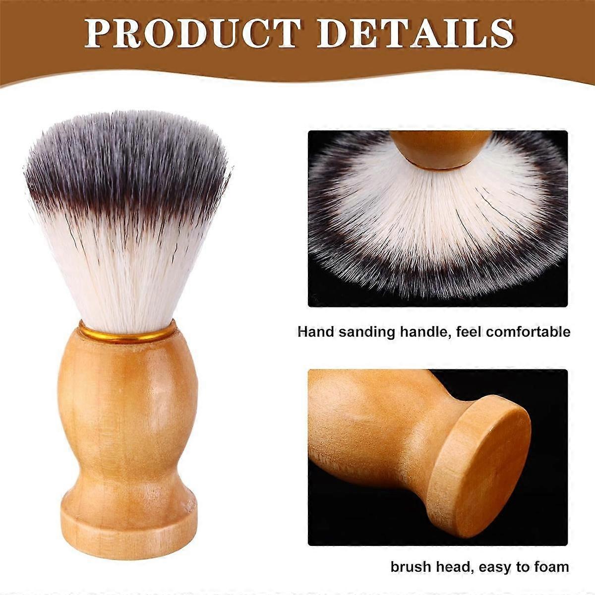7Pcs Men Shaving Brush Wood Handle, Salon Tools Hand Crafted Shaving ...