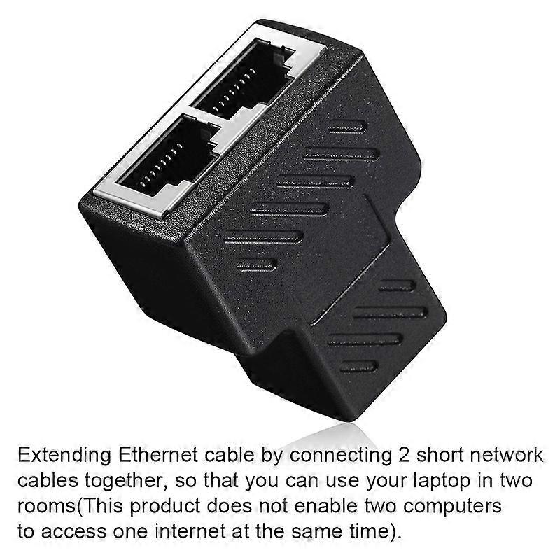 2Pcs 1 to 2 LAN Ethernet Network Cable RJ45 Female Splitter Connector ...