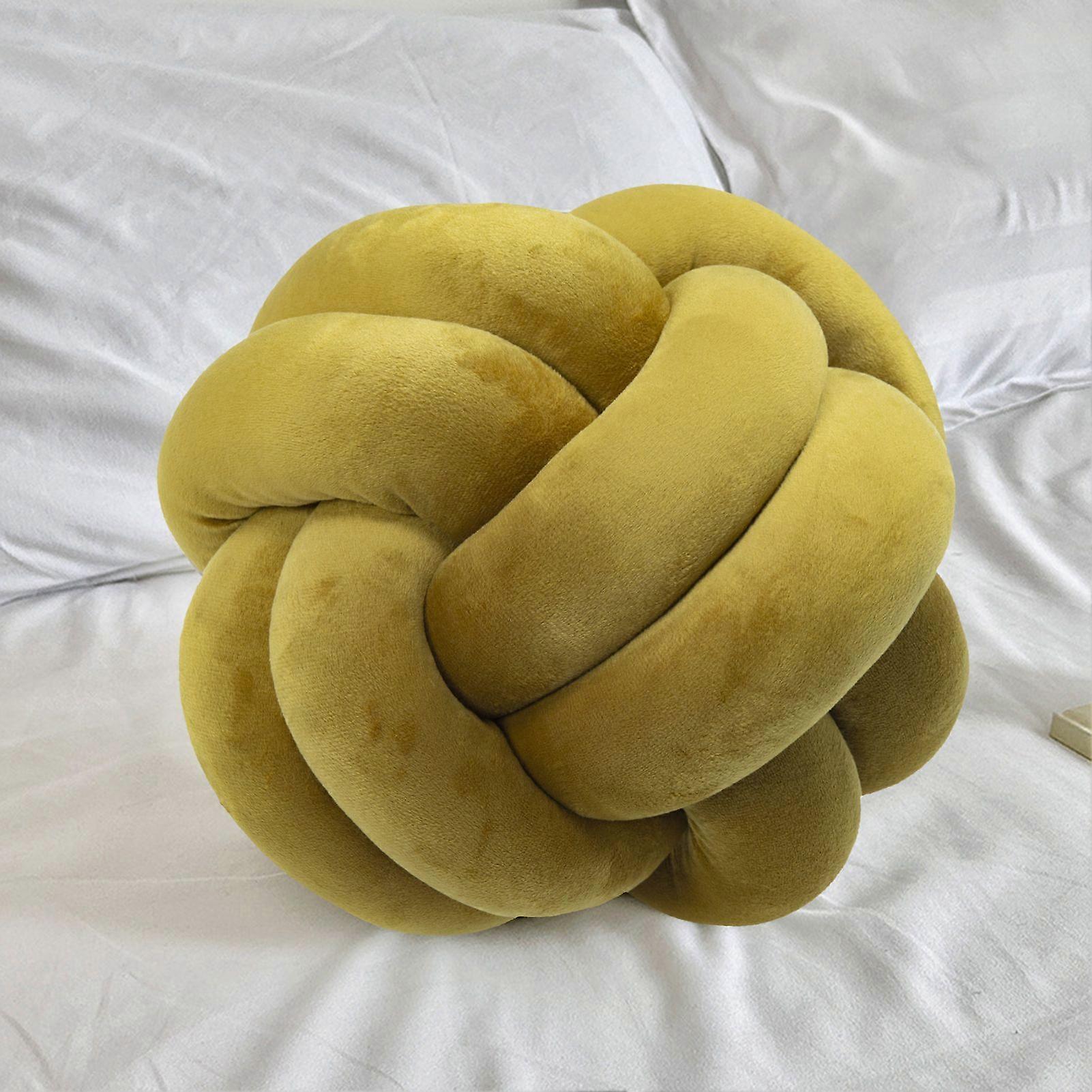 Pillow Manual Braided Knot Solid Color Round Ball Shape Plush Elastic ...