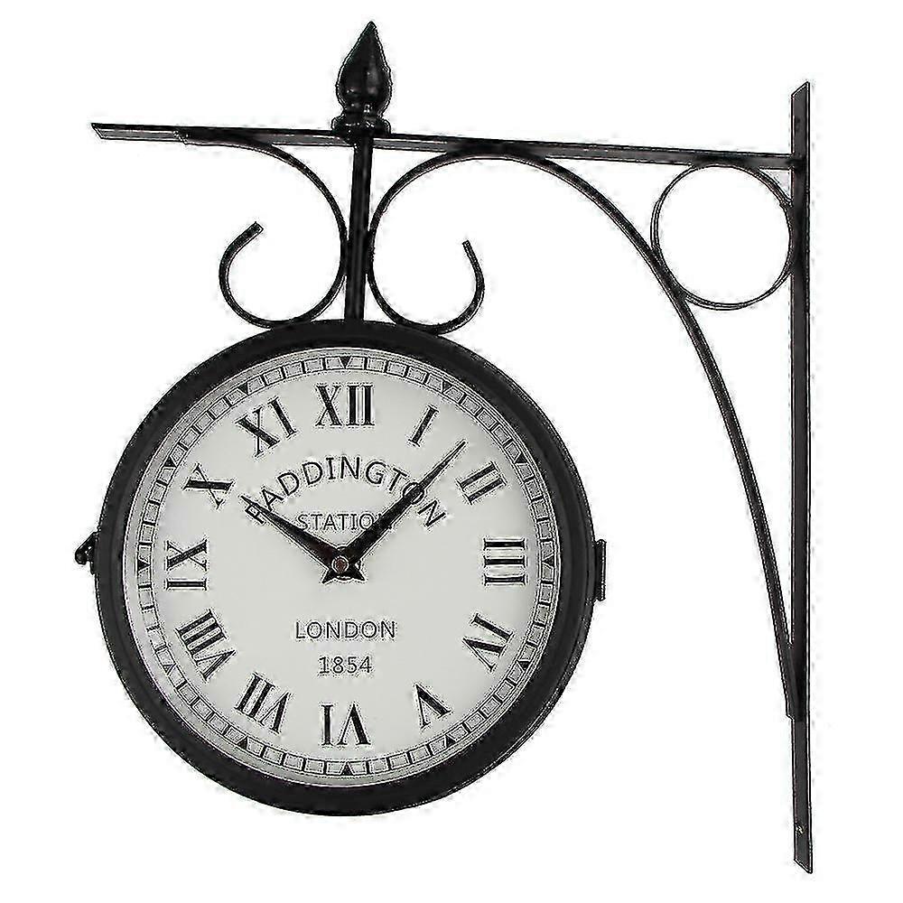 Outdoor Garden Clock Vintage Wrought Iron Double Sided Wall Clock ...