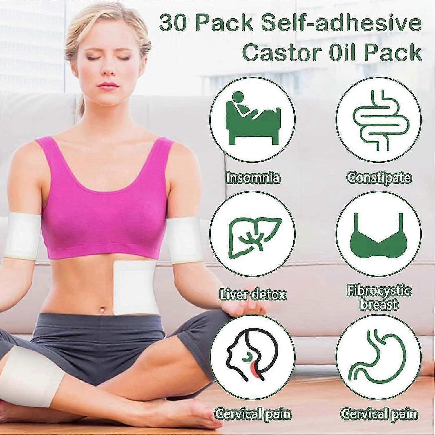 30Pcs Castor Oil Pack Wrap,Anti Oil Leak Self-Adhesive Caster Oil Packs ...