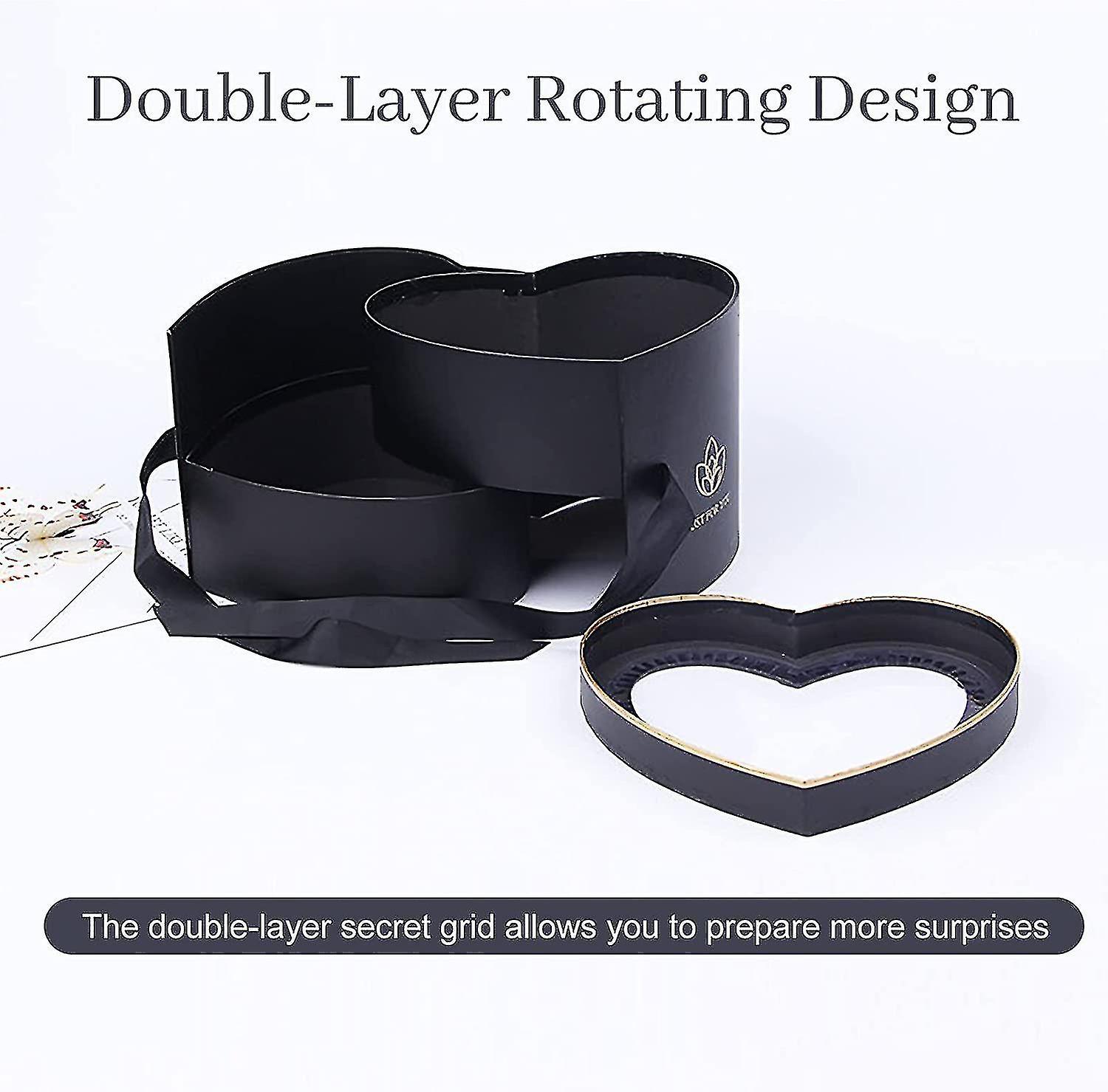 Heart Shaped Flower Box, Floral Gift Box, With Clear Lid Double Layers ...