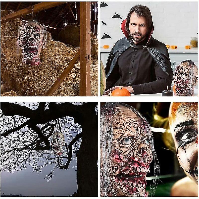 Halloween Decoration Props, Scary Hanging Severed Head Life-size Bloody ...