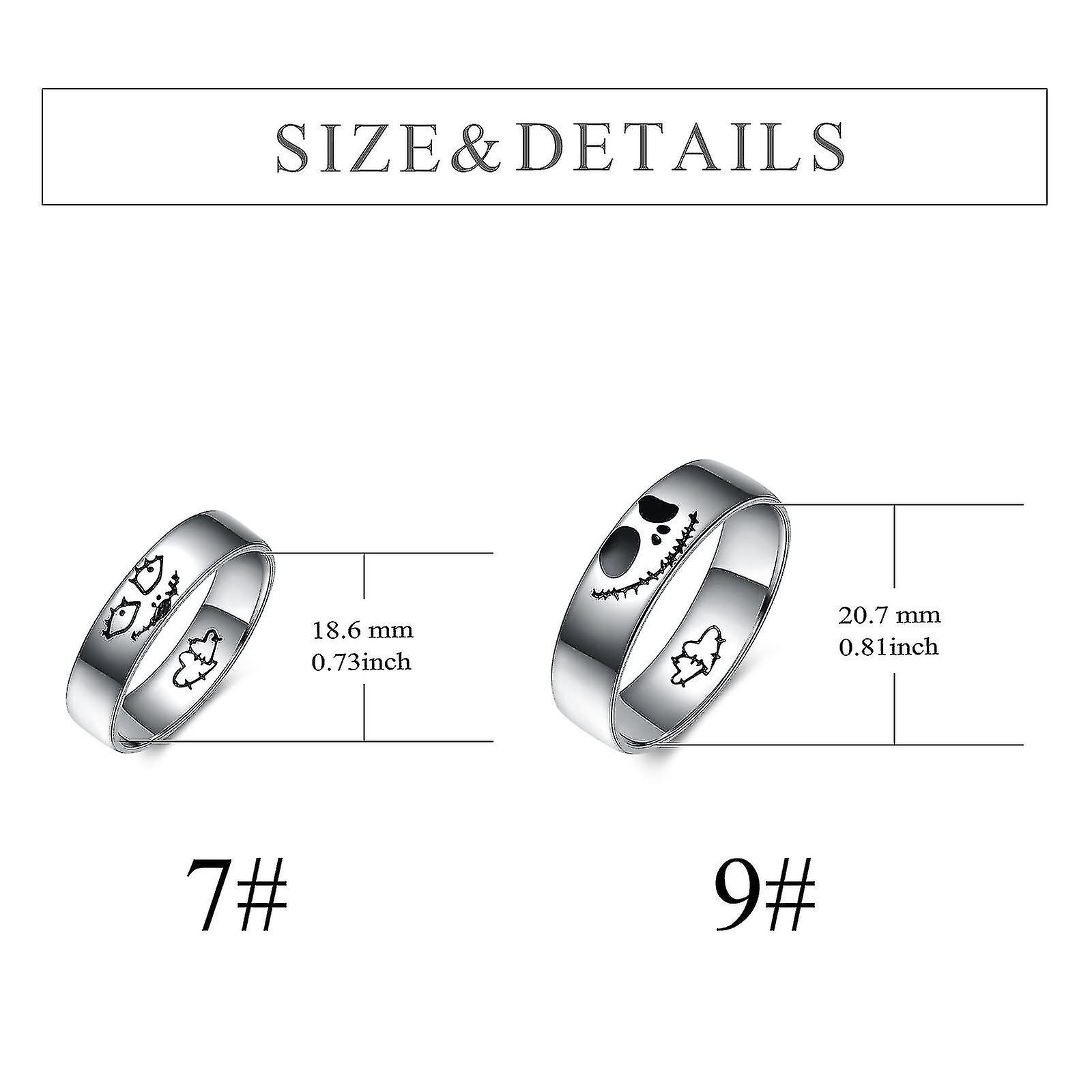 Jack Gothic Couple Rings Sterling Silver Jack And Sally Skull Rings ...