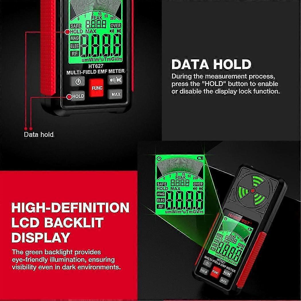 Ht627 Emf Meter Professional Electromagnetic Field Radiation Detector ...