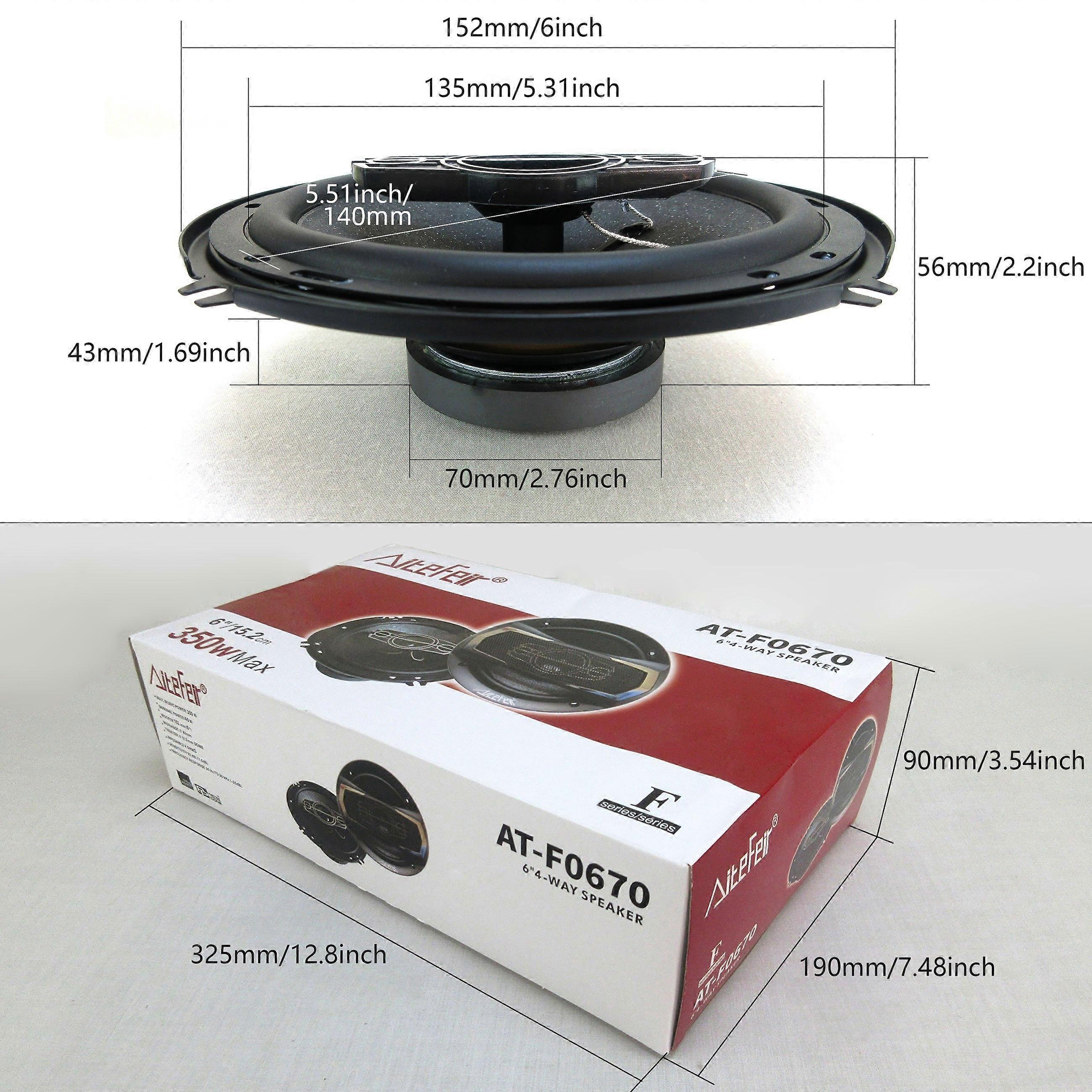 1-Pair 6Inch 700W 4-Way Car HiFi Coaxial Speaker With Dust Cover And ...