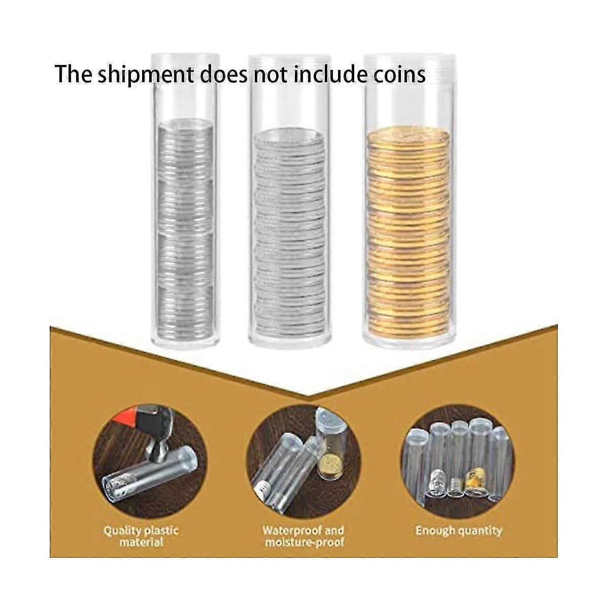 100pieces Coin Tubes Assorted Sizes 10 Half-dollar Coin Storage Tubes ...