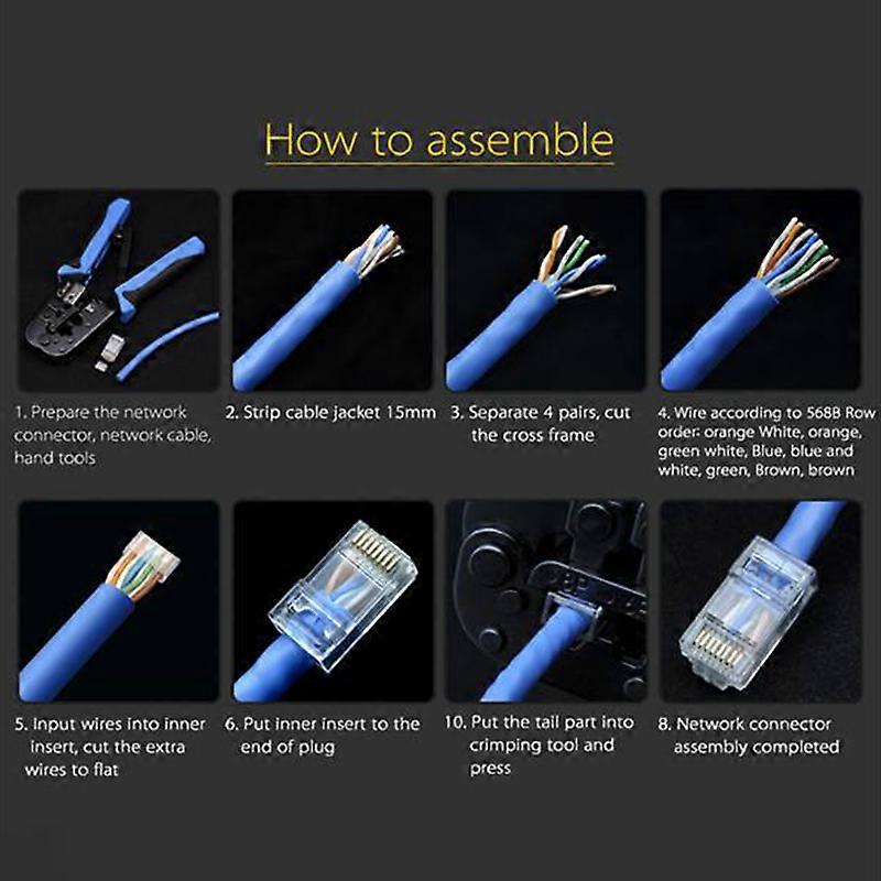 50Pcs Cat6 RJ45 Connector UTP Cable Ethernet Jack 8P8C Network CAT 6 ...