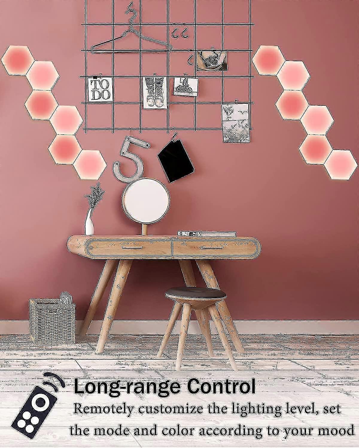 Hexagon Lights With Remote,smart Diy Hexagon Wall Lights, Dual Control ...