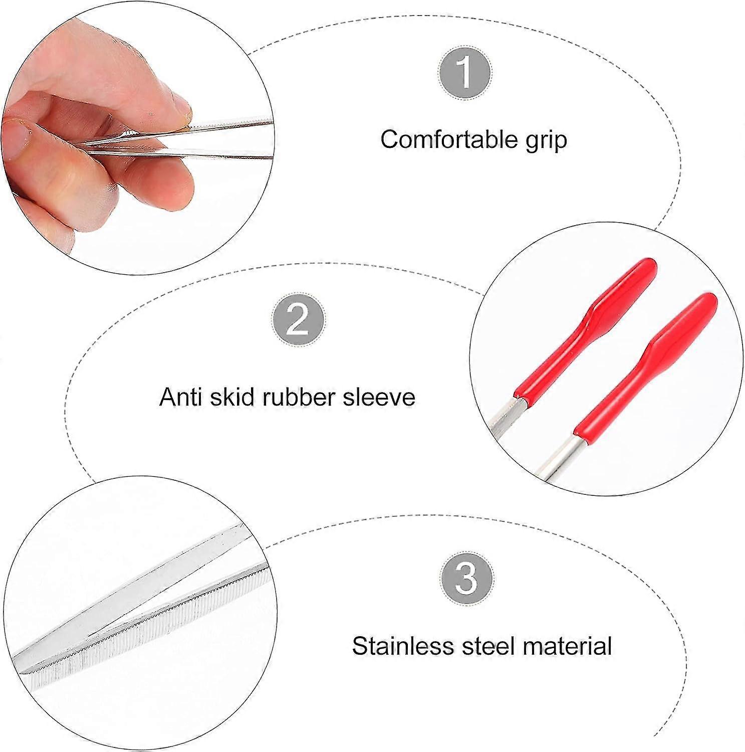 Rubber Tipped Tweezers PVC Coated Soft Silicone Non Scratch Flat Tip ...