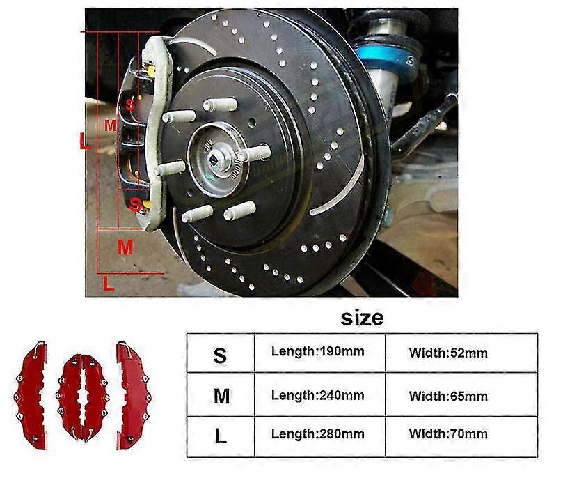 4pcs Abs Plastic Universal 3d Style Front Rear Disc Brake Caliper Cover ...
