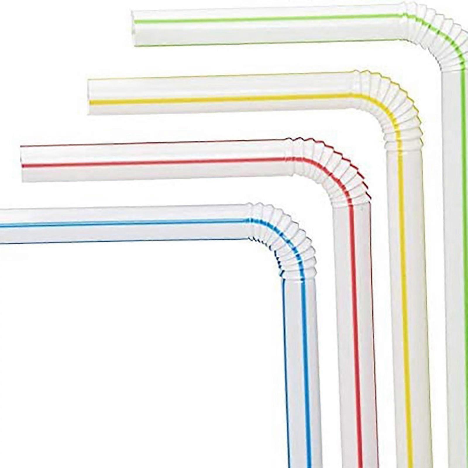 500pcs Plastic Drinking Straws 8 Inches Long Multi-Colored Striped ...