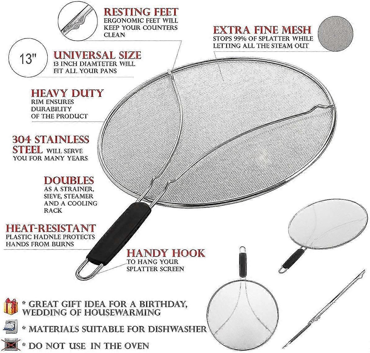 Grease Splatter Screen For Frying Pan 9.5" - Stops 99% Of Hot Oil ...