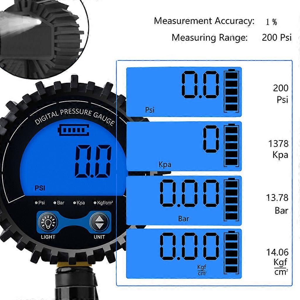 3-200 PSI Professional Reader Tire Air Pressure Gauge for Car Truck ...