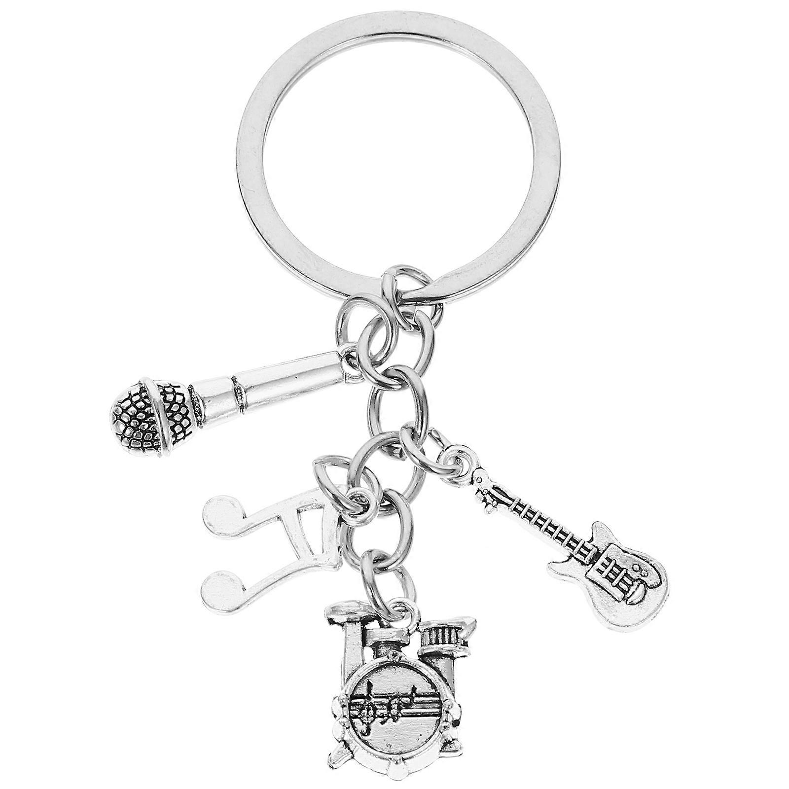 Bass Guitar Keychain Microphone Keychain Music Note Keychain Mini Drum ...