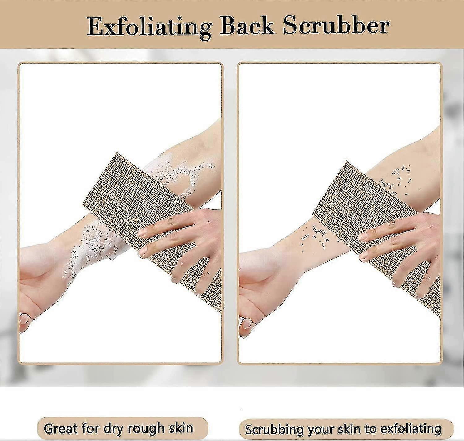 Exfoliating Sponge Back Wash Strap, Natural Hemp Exfoliating Back Band ...