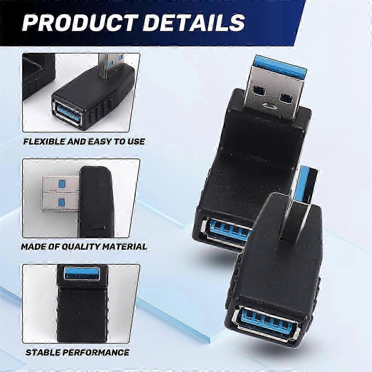 4PCS USB 3.0 Adapter Couplers 90 Degree Male to Female USB Connector ...