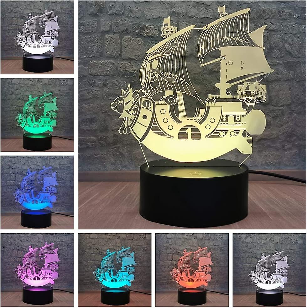 Shxx Anime Luffy Pirate Ship Night Light 3d Led Acrylic Lamp Thousand ...