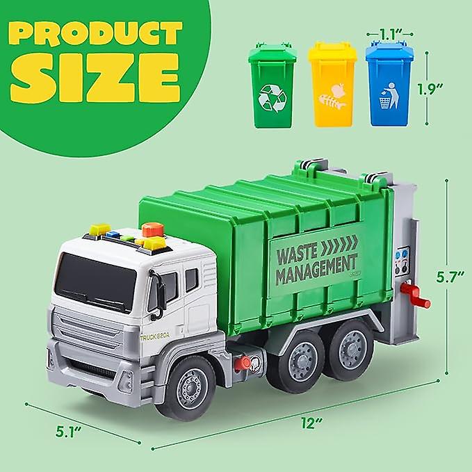 New Friction-powered Trash Truck With Lights & Sounds Truck Toy Set ...