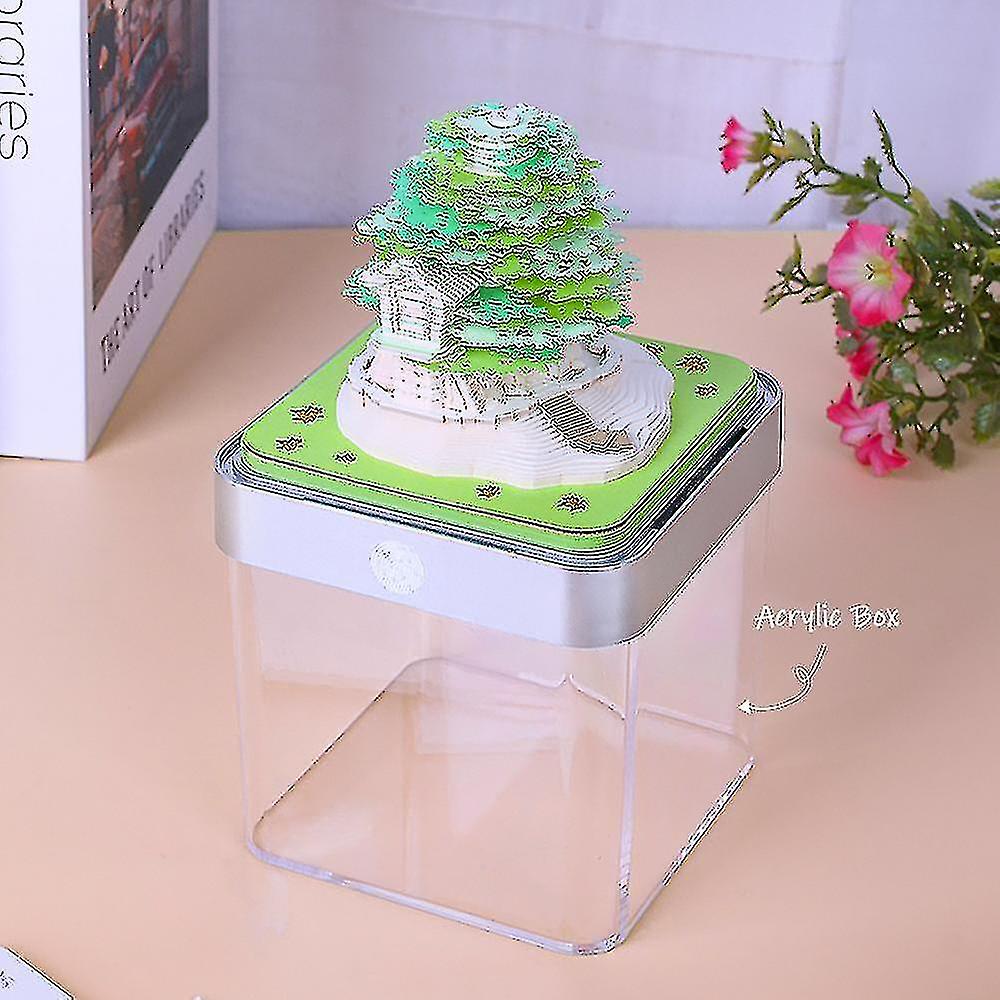 Block 3d Notepad 3d Calendar 2024 Sakura Treehouse Table Calendar With ...