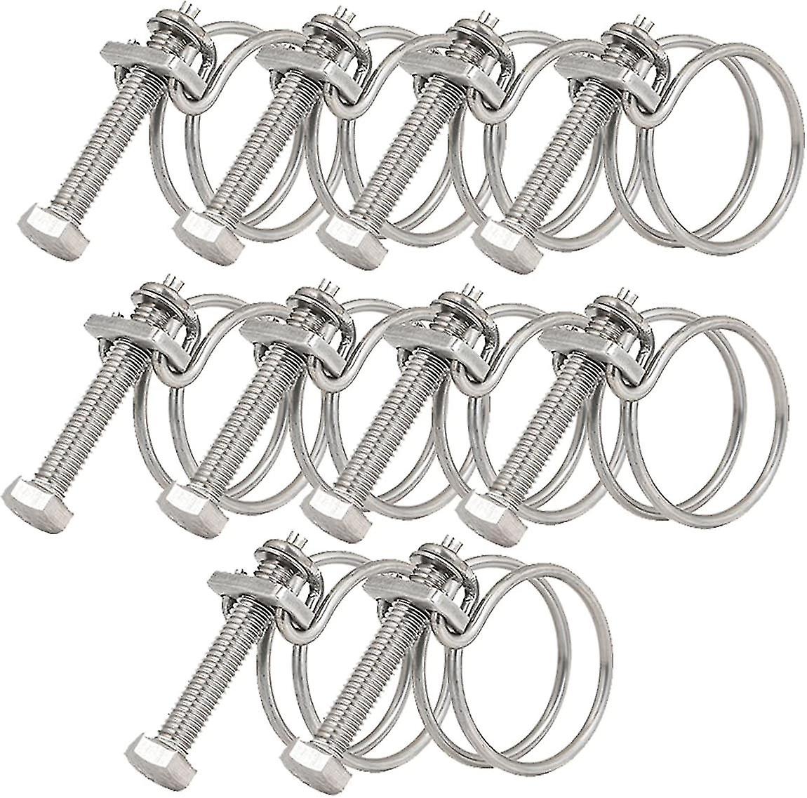 10 Pack 36-40mm Double Wire Hose Clamps, 201 Stainless Steel Hose ...