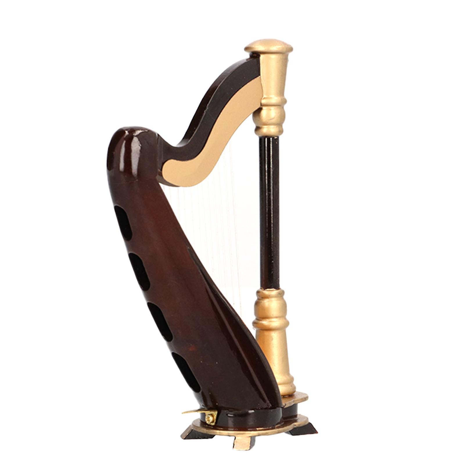 Mini Harp Model Musical Instrument Replica Home Office Table Decoration ...