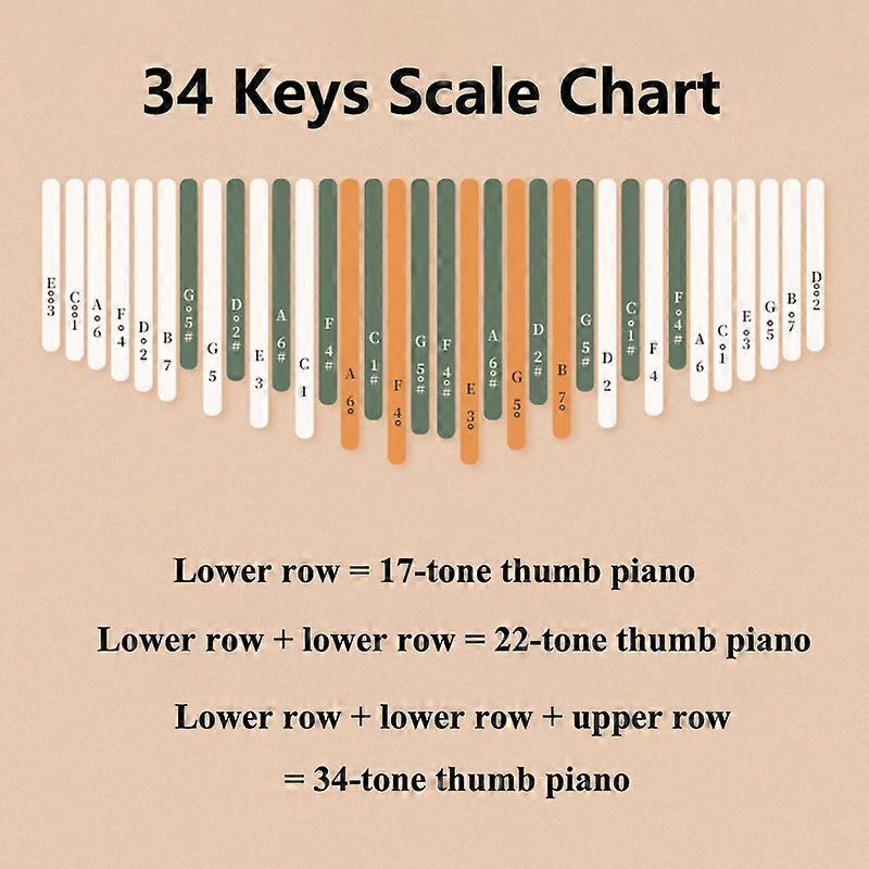 Double Layer Chromatic 34 Keys Professional Thumb Piano Kalimba ...