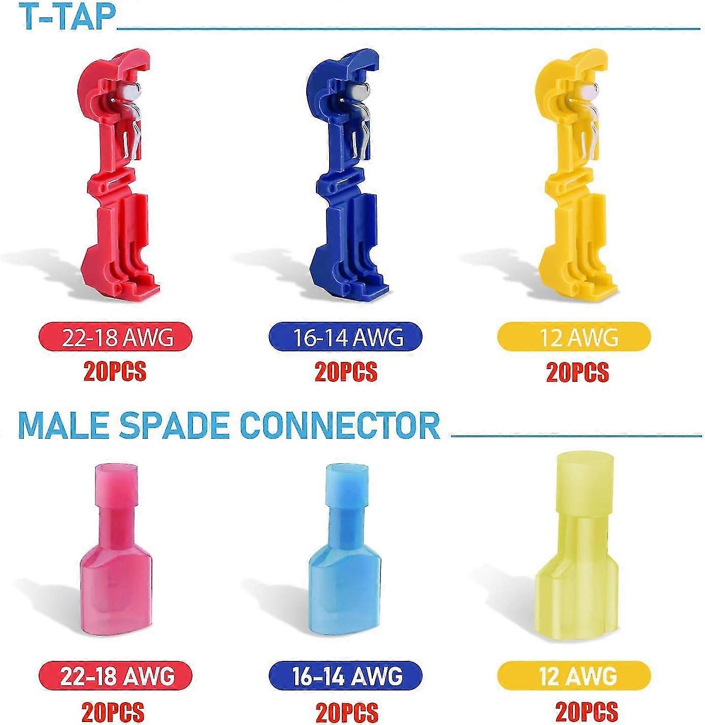 120Pcs T tap Connector Electrical Lug, Quick Connector for Car ...