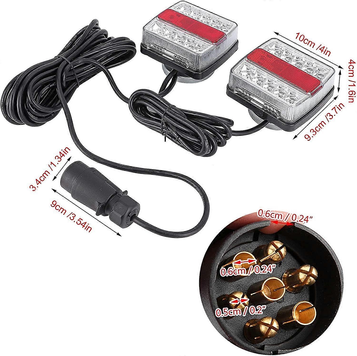12V 15 LED rear lights with magnets, led trailer lights, 7.5m cable, 7 ...