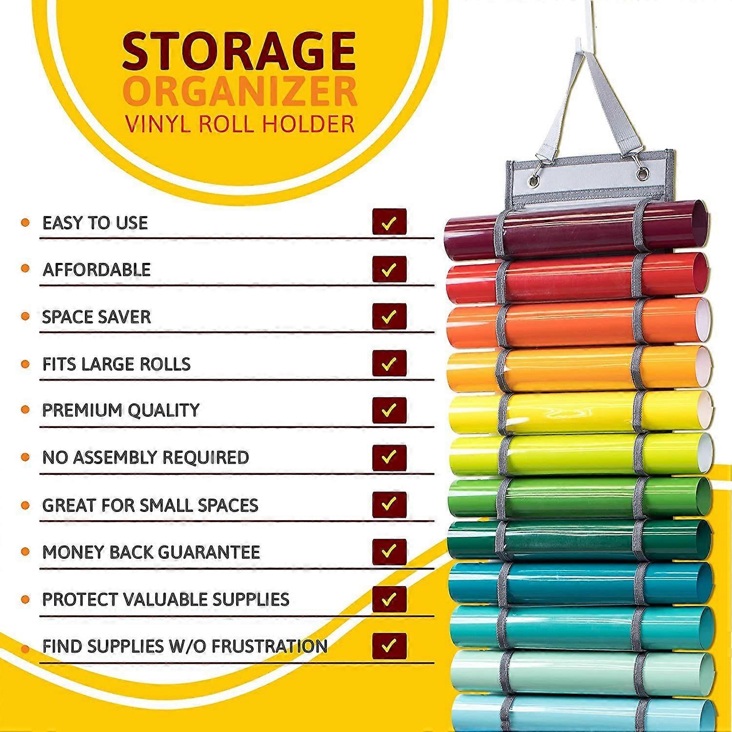 24 Roll Compartments Vinyl Storage Organizer,Vinyl Roll Holder with ...