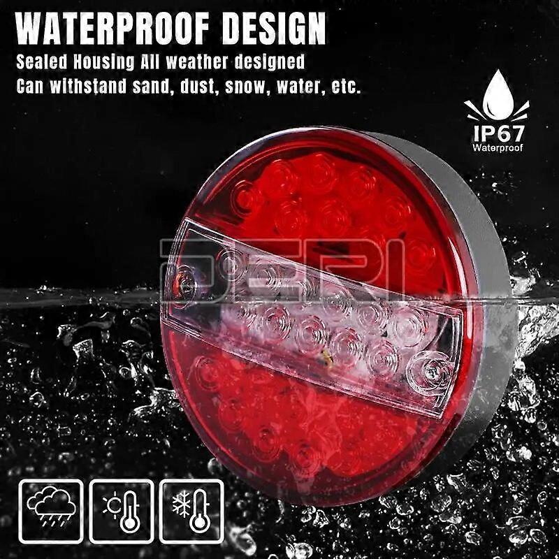 LED Tail Light Rear Brake Light Turn Signal Lamp Stop Lights Round ...
