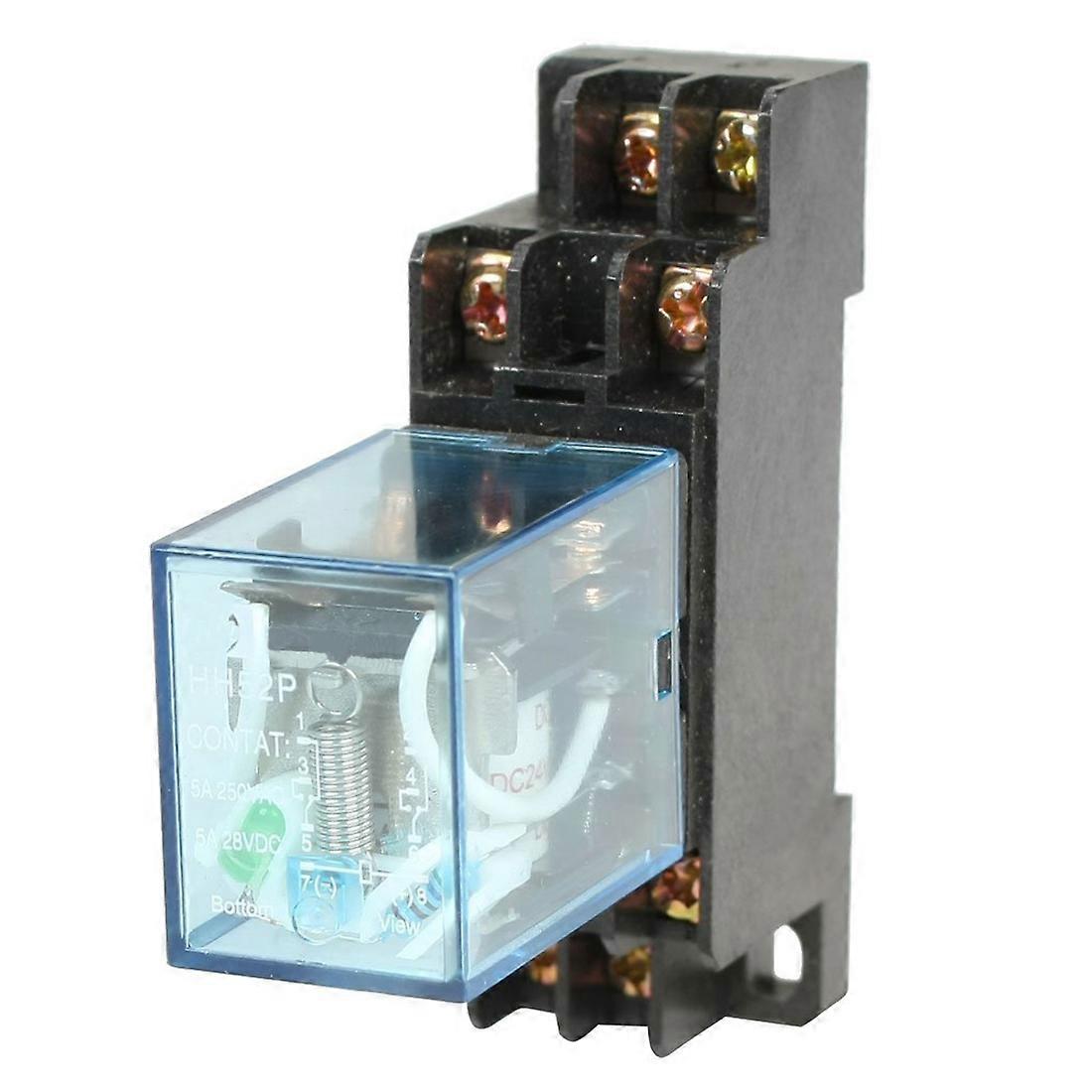 HH52P DC 24V Coil DPDT 8 Pins Electromagnetic Relay with DYF08A Base, Black+ Clear Blue | Fruugo UK