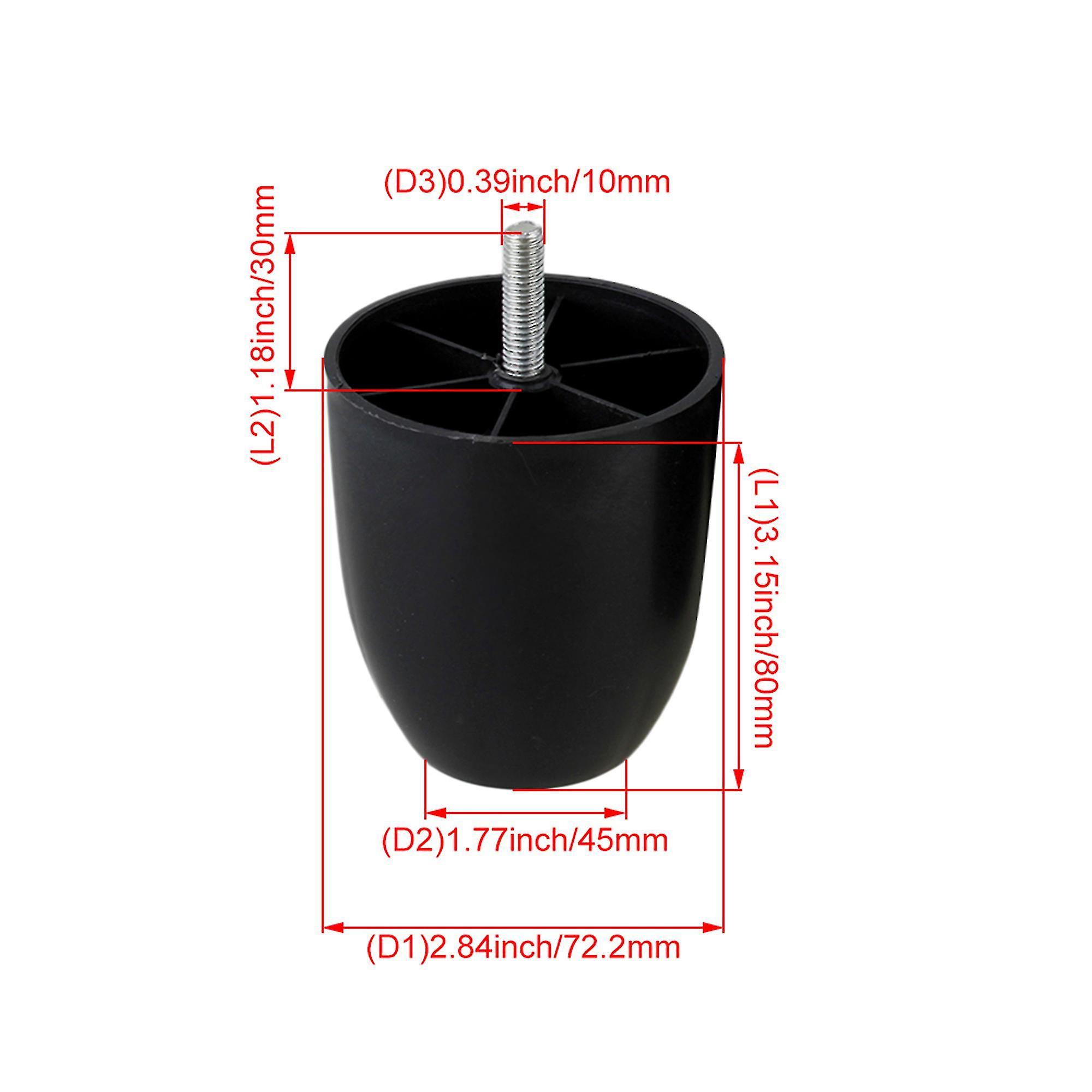 Table Legs Plastic Round Cabinet Feet Furniture Legs Black 45x72.2x80mm ...