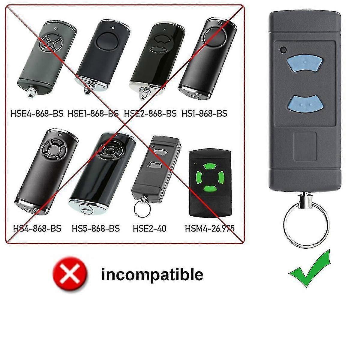 2 Pack Garage Door Remote Handheld Transmitter Replacement For Hse2-868 ...