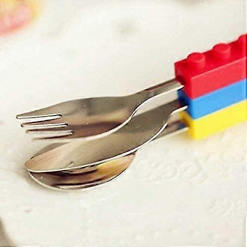 Bright Colourful Stacking Blockware Cutlery Set For Children Knife Fork ...