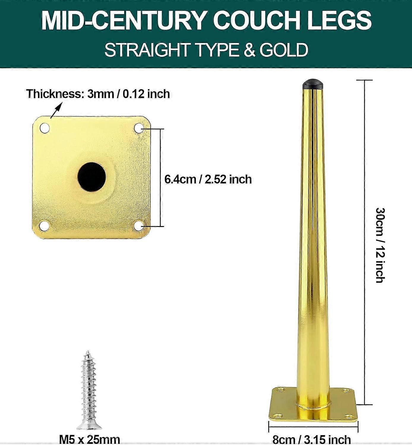 Adjustable Cabinet Legs 12 Inch / 30cm Oblique Furniture Legs Gold Set ...