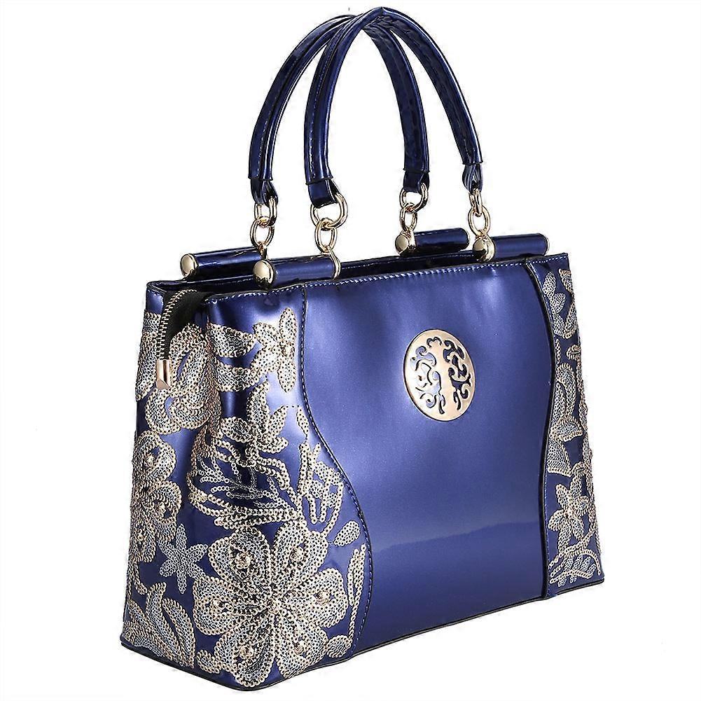 New Fashional Beauty Lady PU Large Capacity Sequins Bag Handbag (Blue ...