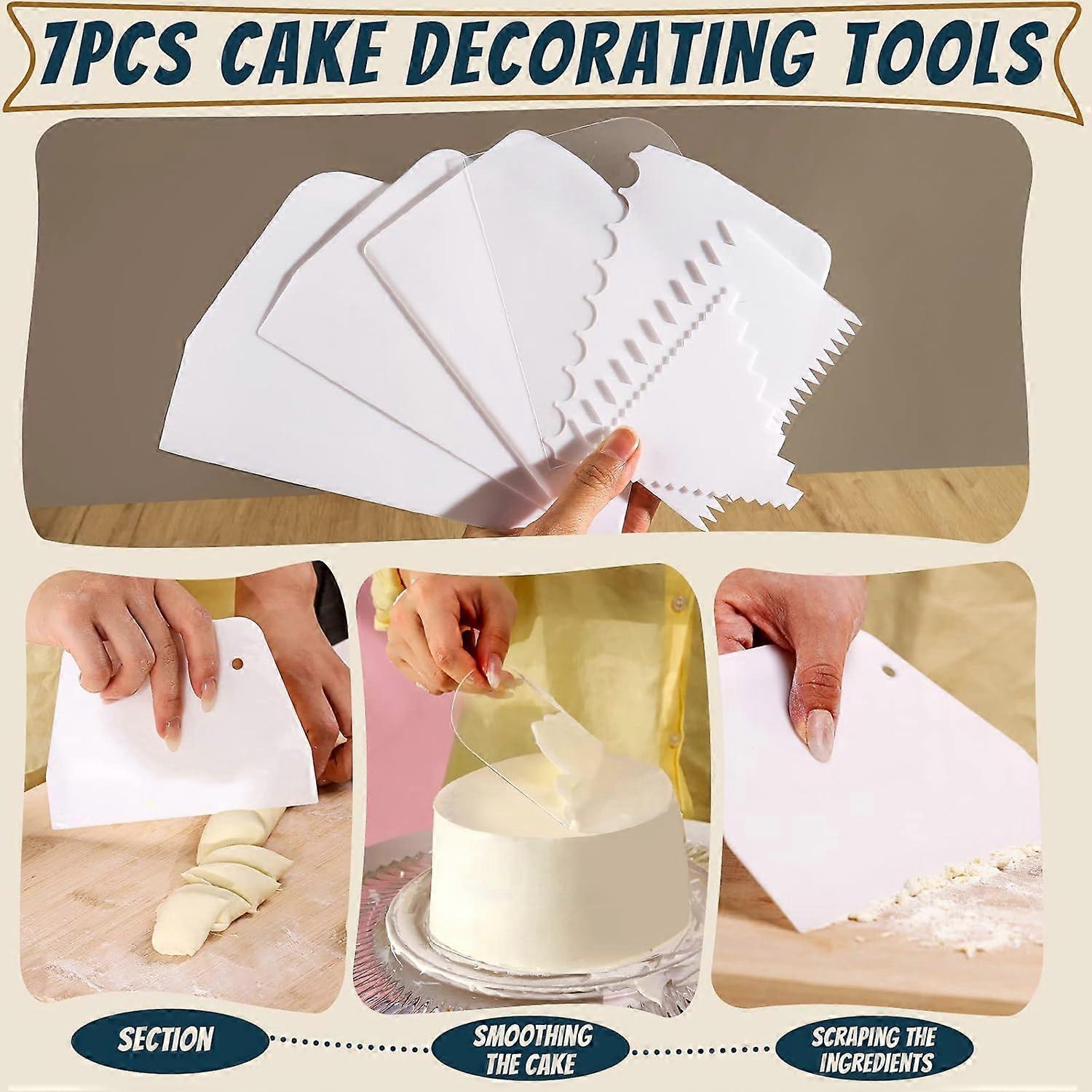 7 Pcs Cake Smoother & Scraper Set - Dough Scraper, Bowl Scraper, Cake ...