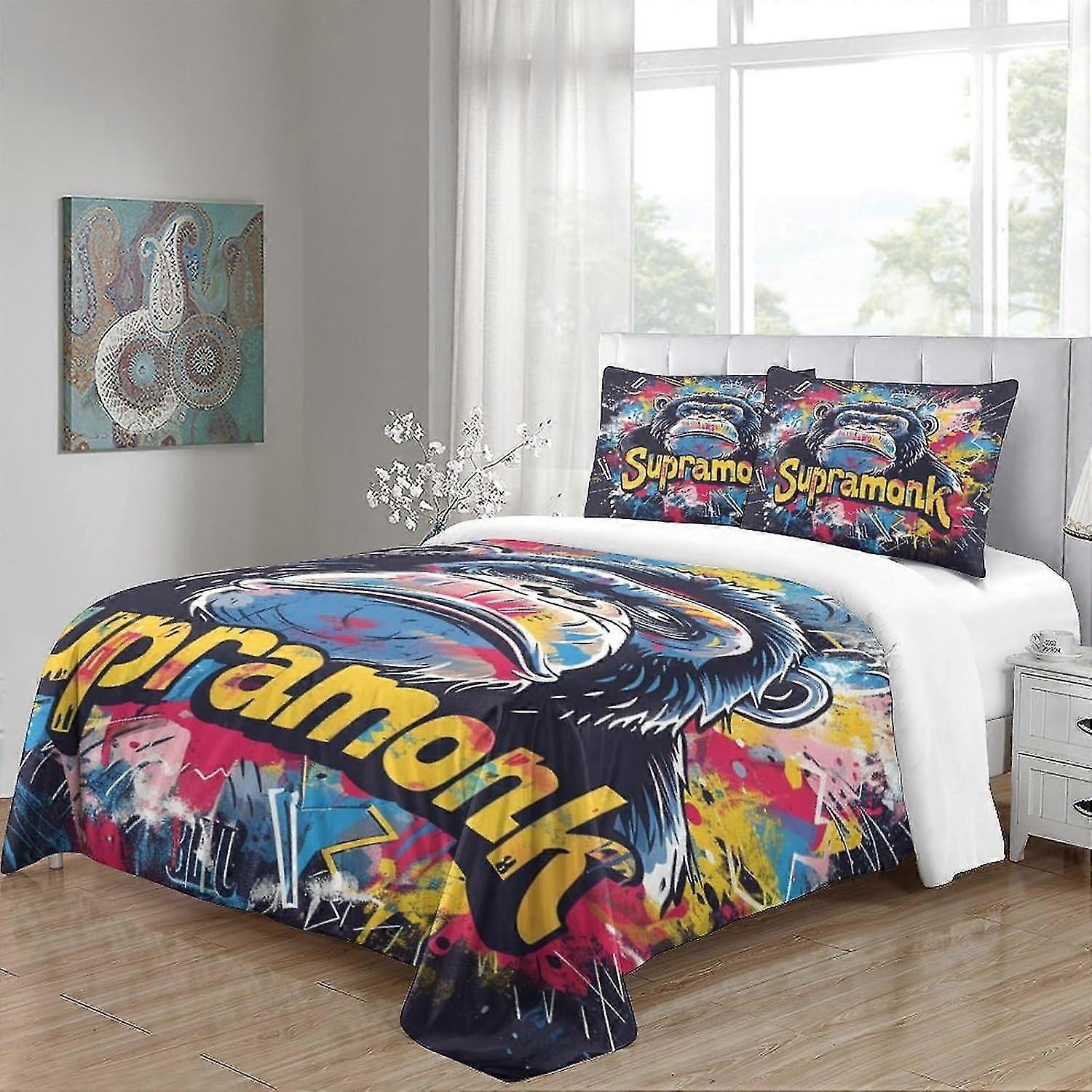 3D Printed Cartoon Monkey Duvet Cover Bedding with Zipper Closure for ...