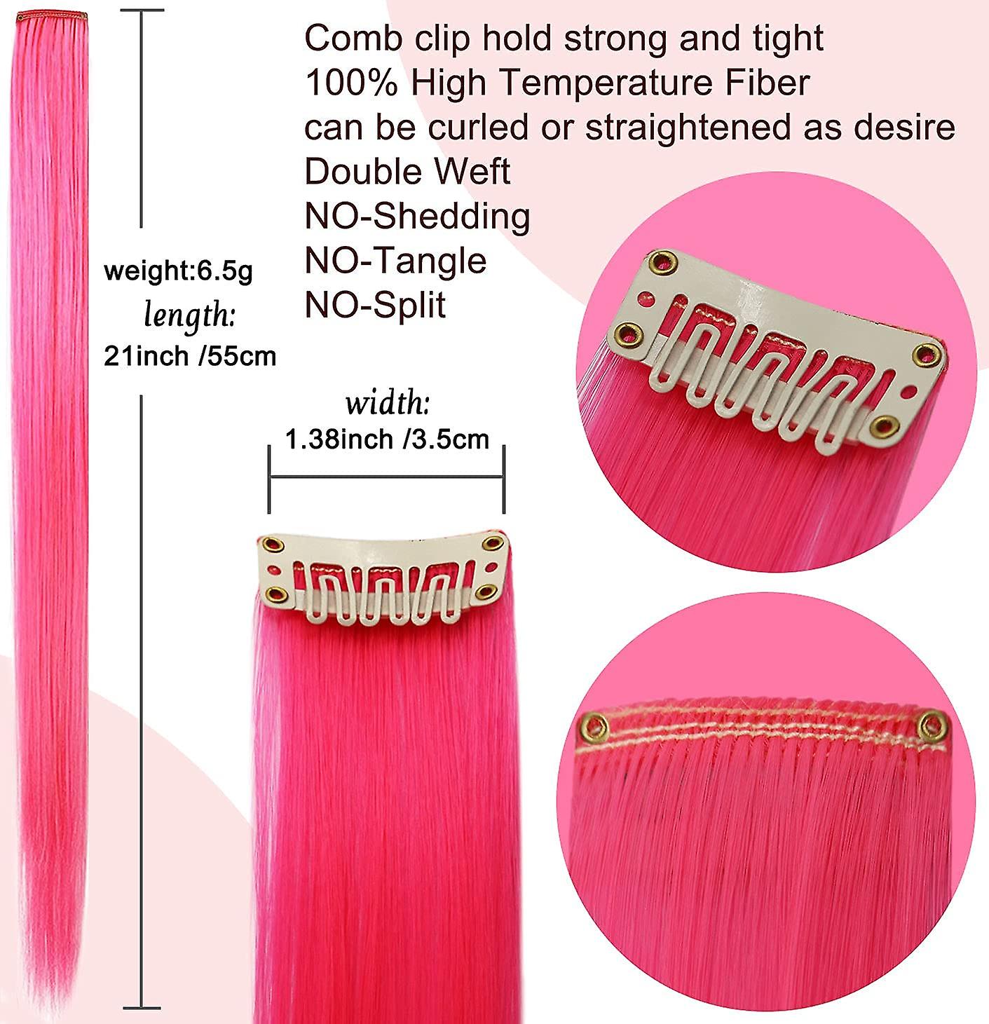 Pink Purple Hair Extensions For Girls 21 Inch Highlight Princess Party ...