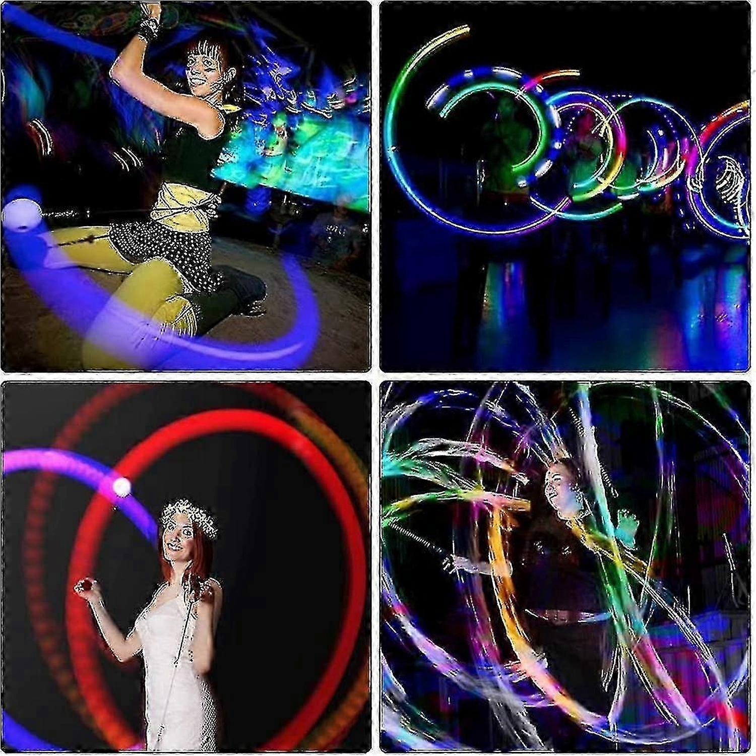Glow Poi Balls - 2 Pack LED Poi Set with Rainbow Colors & Strobe Light ...
