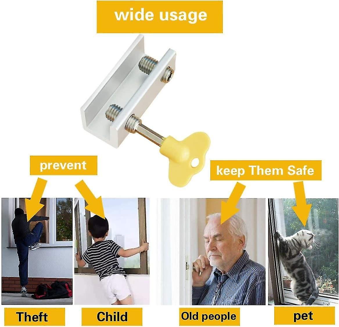 Window Locks, 4 Pack Aluminum Sliding Window Locks, Adjustable Frame ...