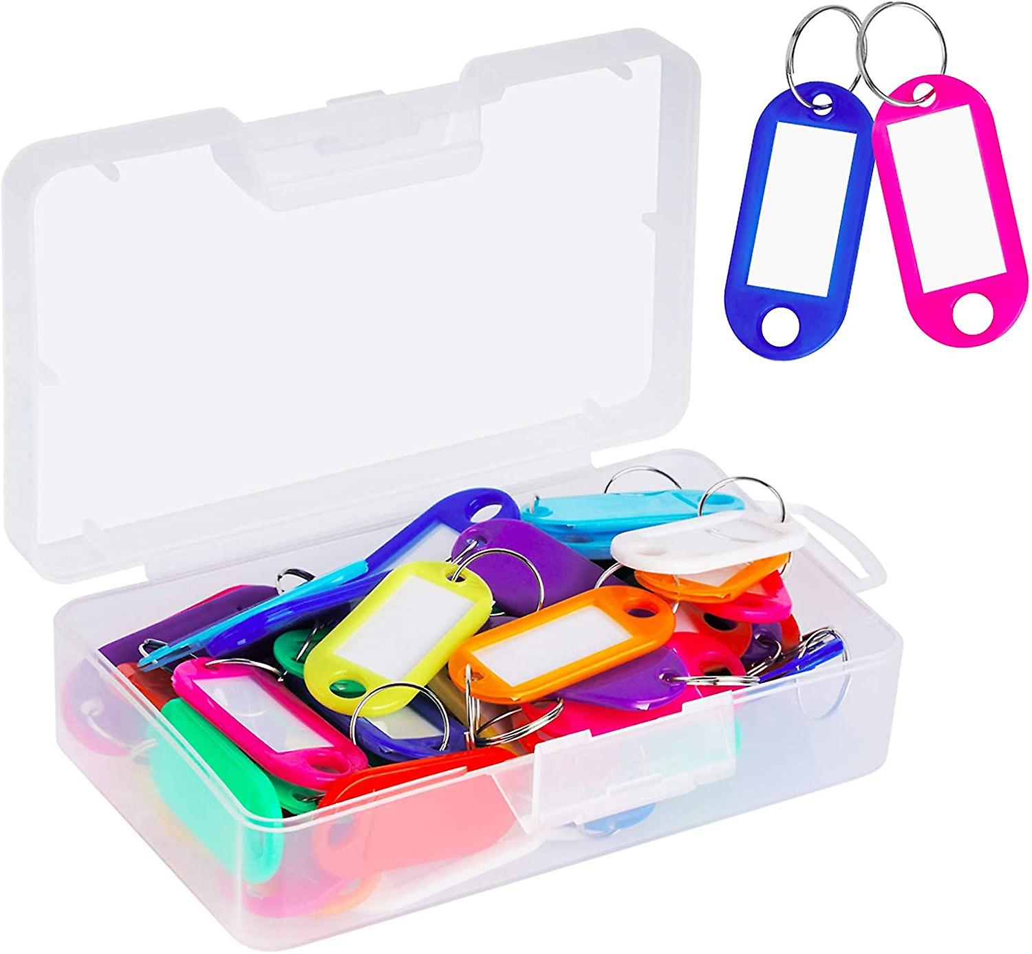 Wabjtam 50 Pack Plastic Key Labels With Container, Key Labels With Ring ...