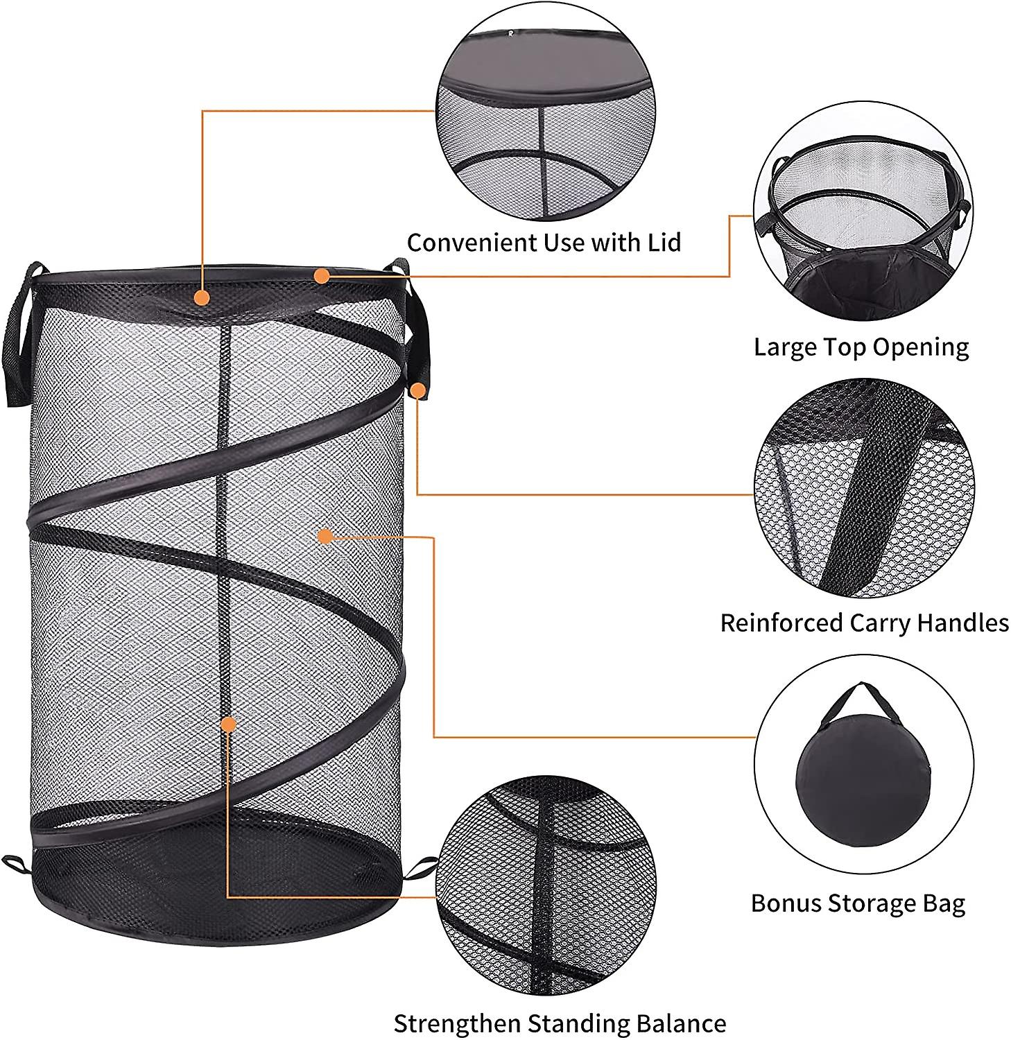 Laundry Hamper Collapsible Round Laundry Hamper, Collapsible Mesh ...
