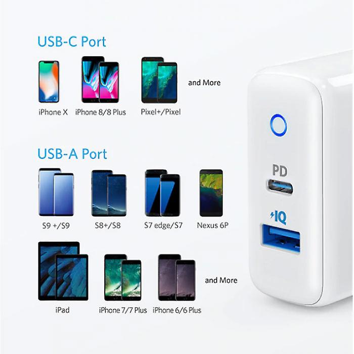 ANKER PowerIQ כפול הקיר מטען וולמטען AC הבית מטען מטען תקע מתאם לבן ...