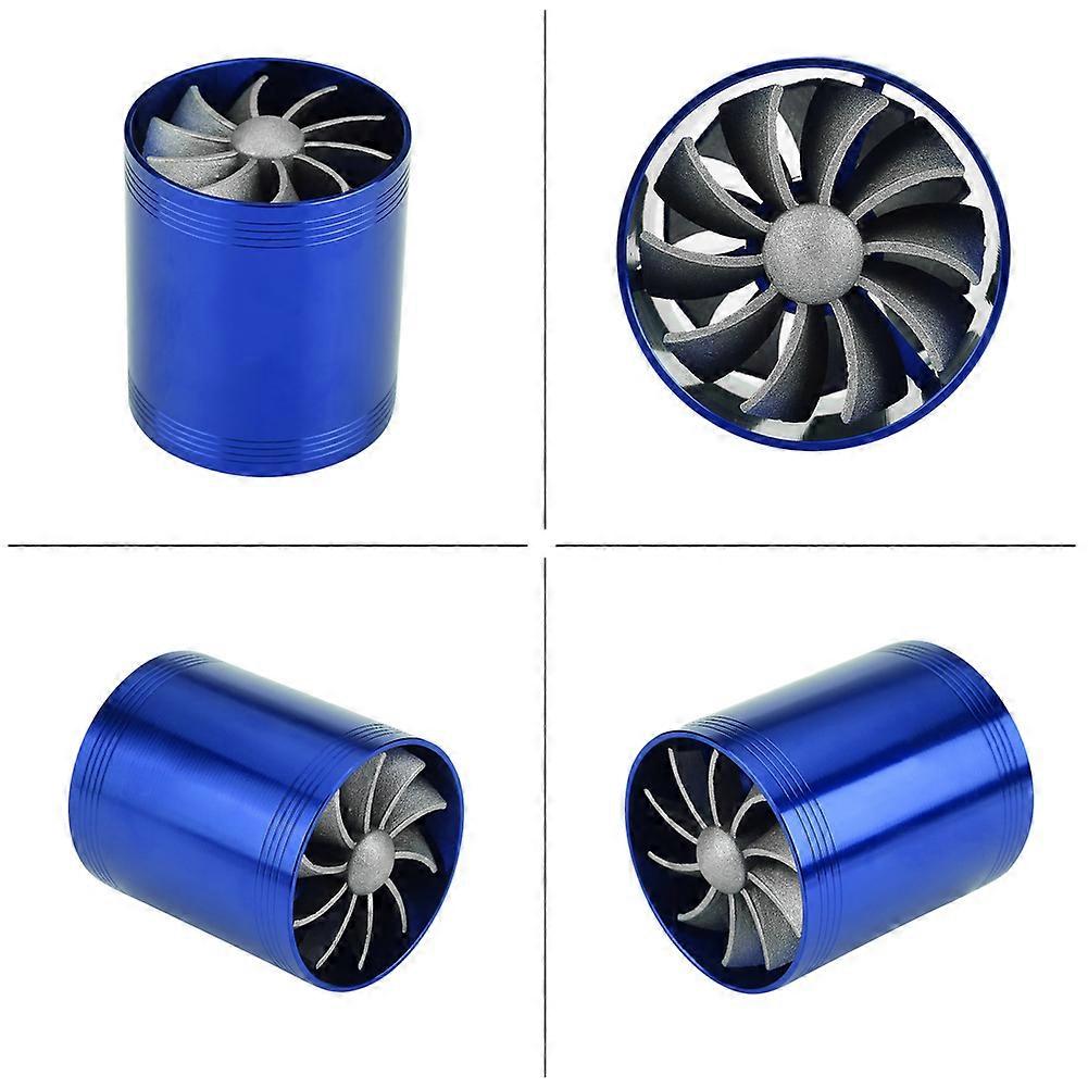 Aluminum Car Air Intake Turbonator Dual Fan Turbine Super Charger Gas ...
