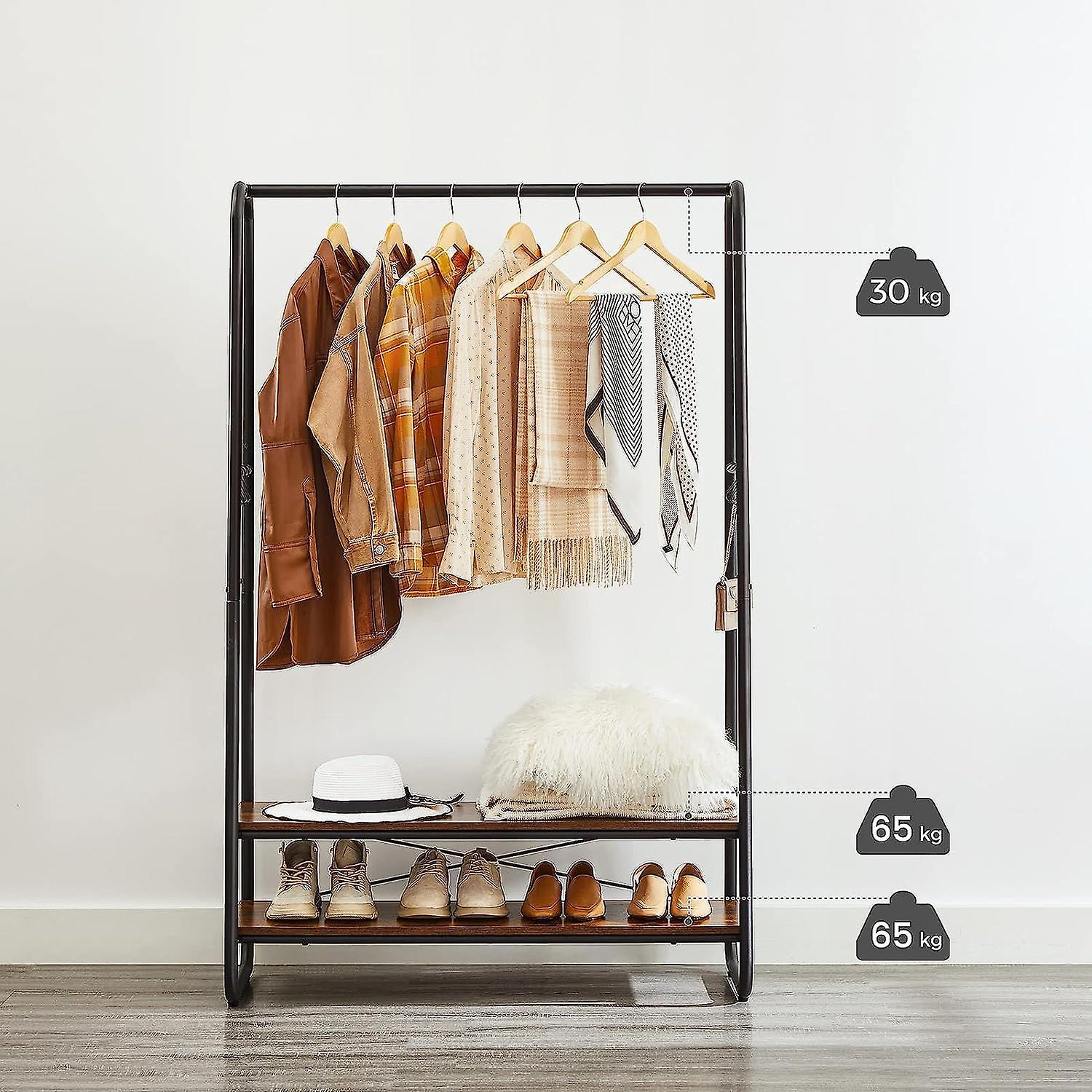 Rustic multifunctional heavy-duty clothes rack with shelves | Fruugo UK
