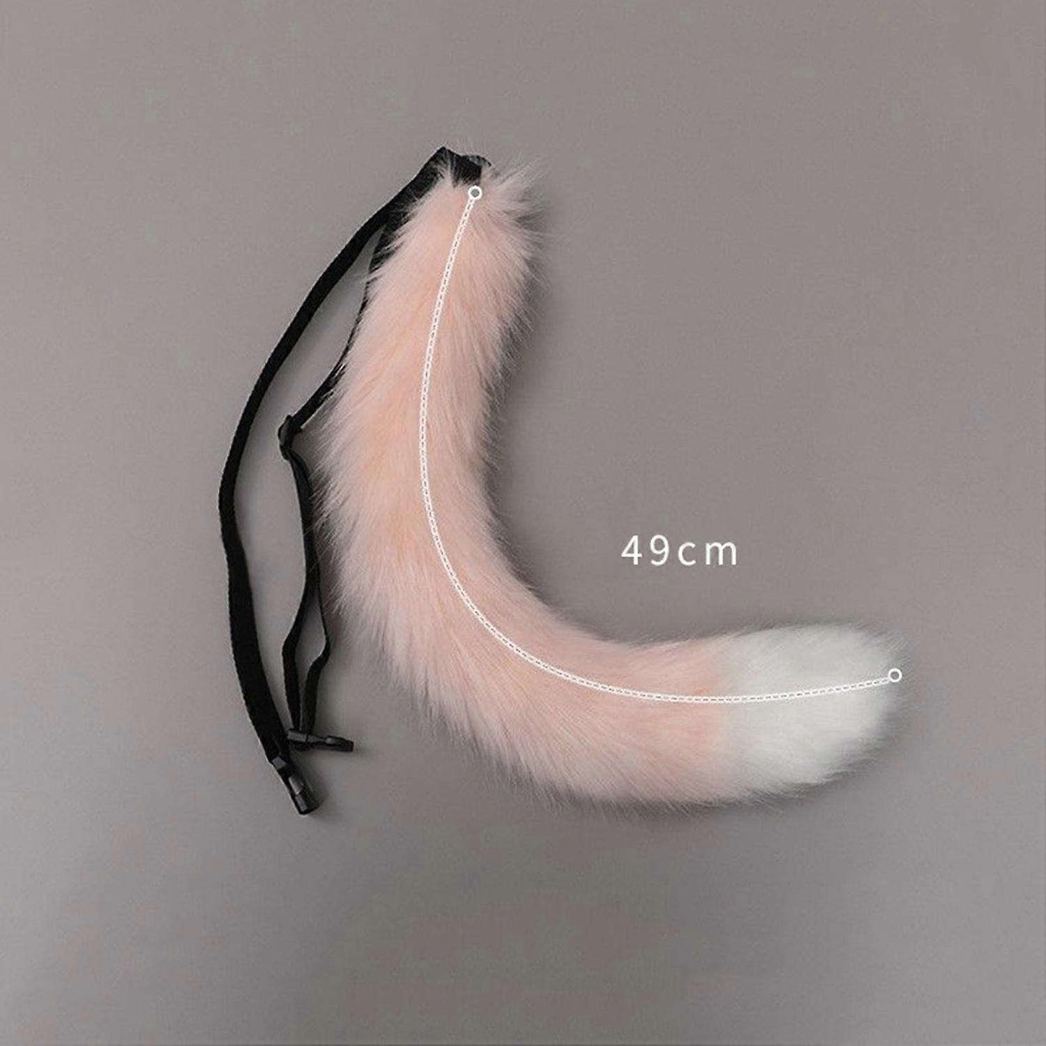 Japanese Style Faux Fox Tail Adjustable Belt Artificial Cat Tail Furry ...