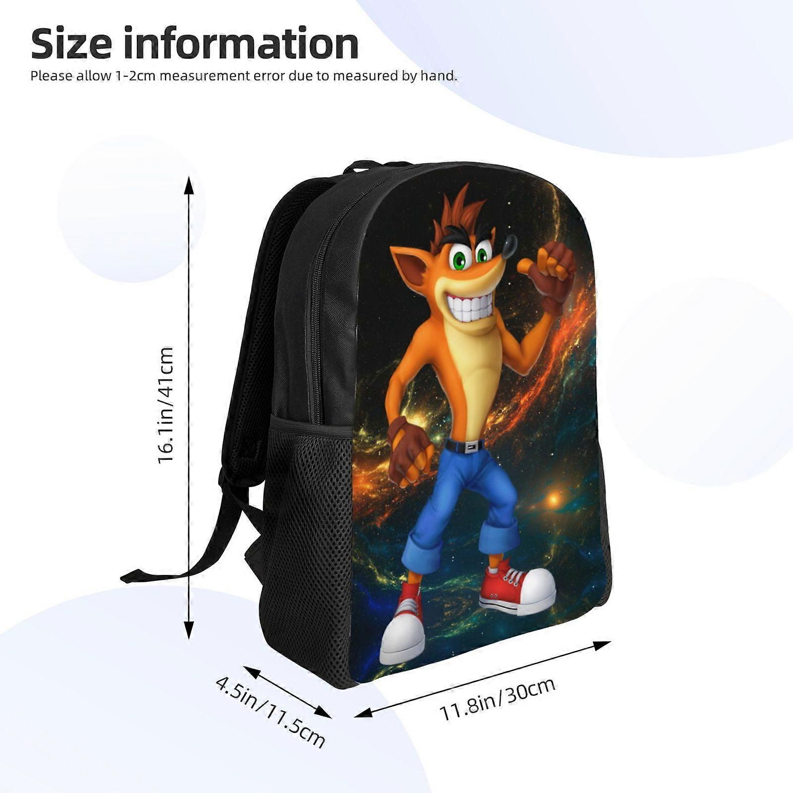 Crash Bandicoot Cartoon Backpack Daypack for Work Anime Bag Notebook ...
